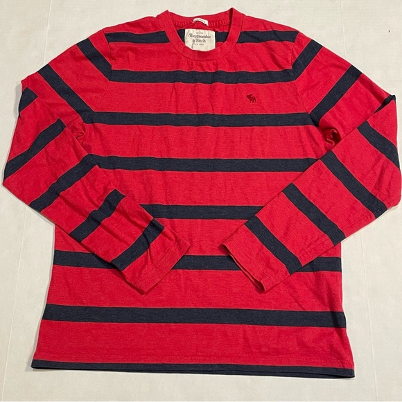 Abercrombie & Fitch | Shirts | Vtg Y2k Abercrombie Fitch Red Blue Stripe Rugby Long Sleeve ...